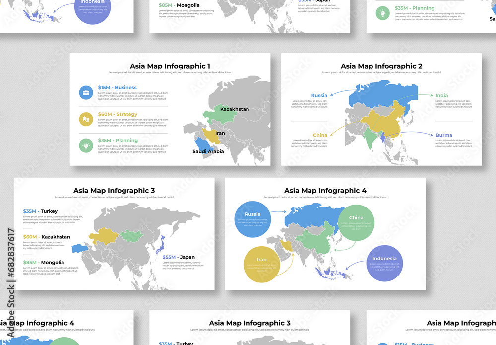 Asia Map Infographic Stock Template | Adobe Stock