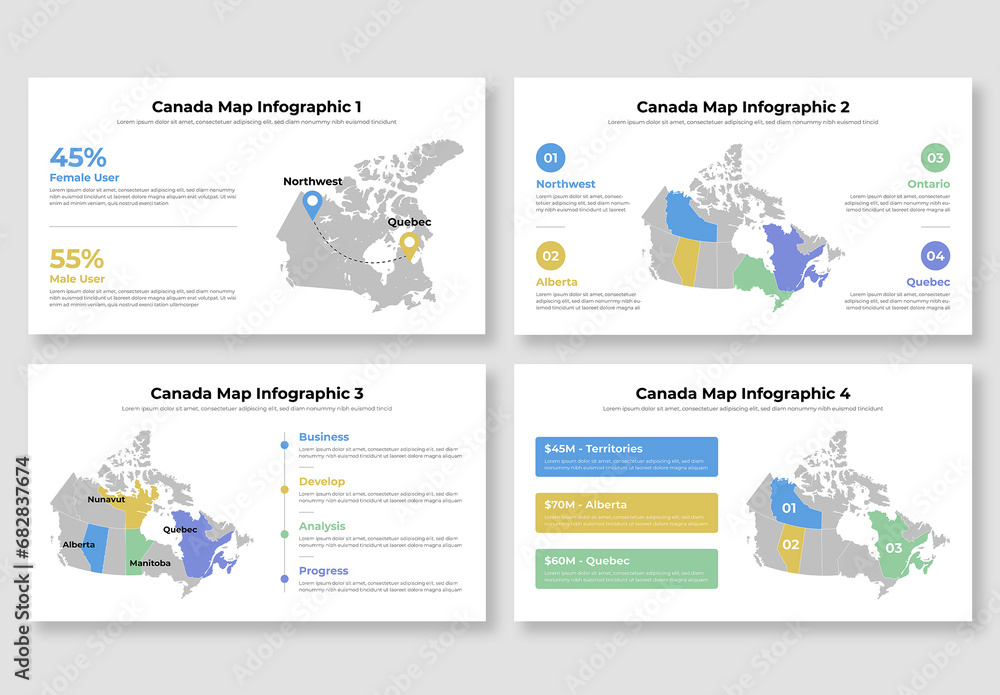 Canada Map Infographic Stock Template | Adobe Stock