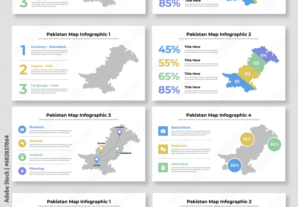 Pakistan Map Infographic Stock Template | Adobe Stock