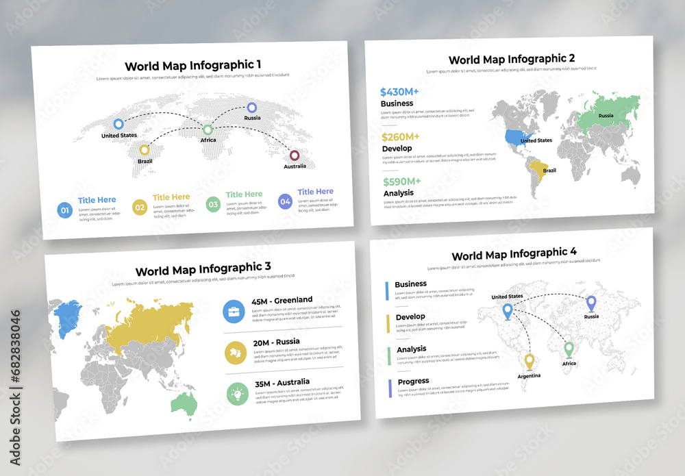 World Map Infographic Design Stock Template | Adobe Stock