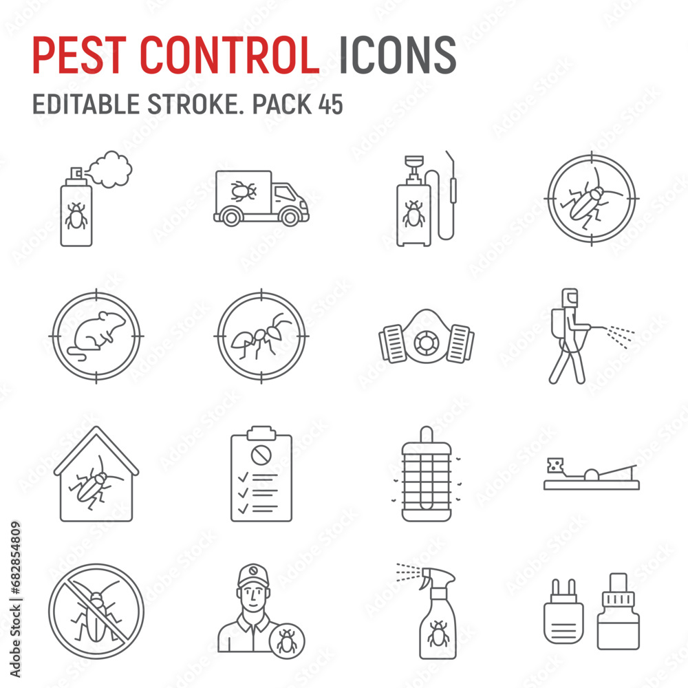Pest control line icon set, extermination collection, vector graphics ... Pest control line icon set, extermination collection, vector graphics ...
