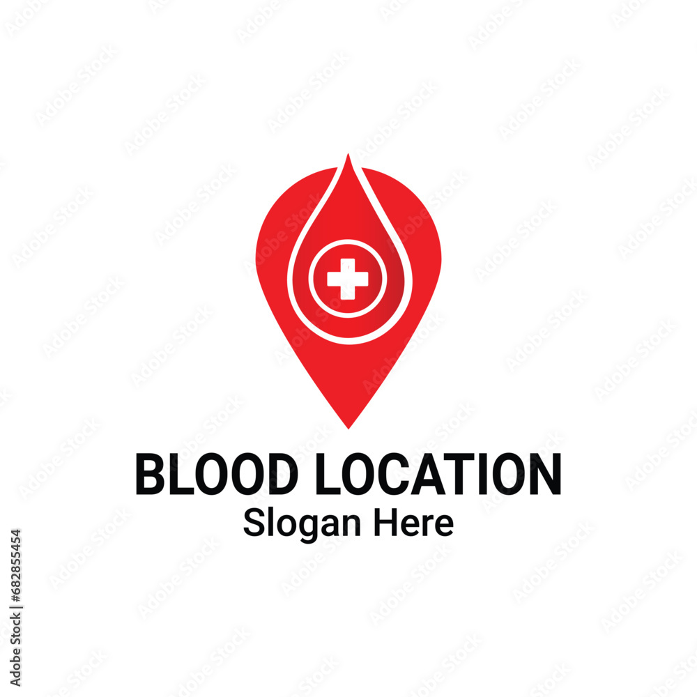 Vetor de Blood Location Logo With Point Sign Template Illustration ...