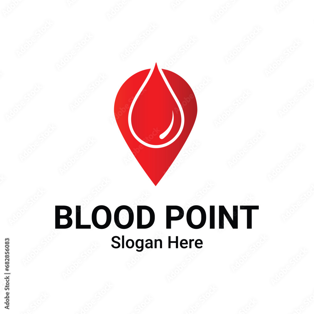 Vetor de Blood Location Logo With Point Sign Template Illustration ...