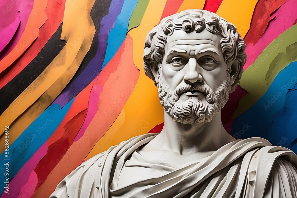 Aristotle bust sculpture, the Greek philosopher. Illustration of the ...