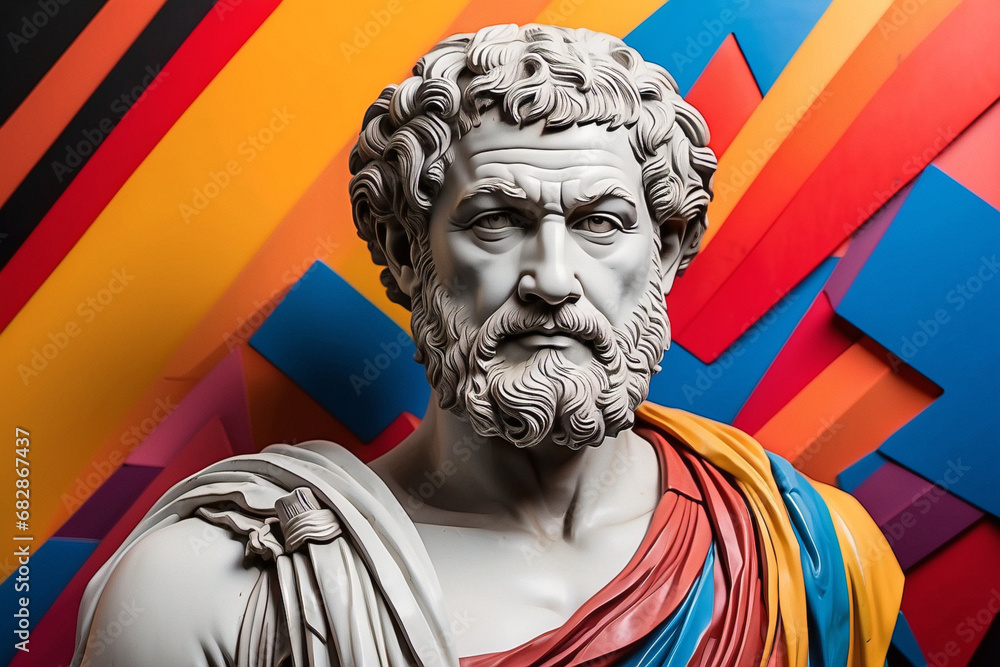 Aristotle bust sculpture, the Greek philosopher. Illustration of the ...