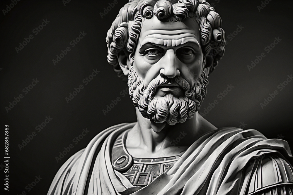 Aristotle bust sculpture, the Greek philosopher. Illustration of the ...