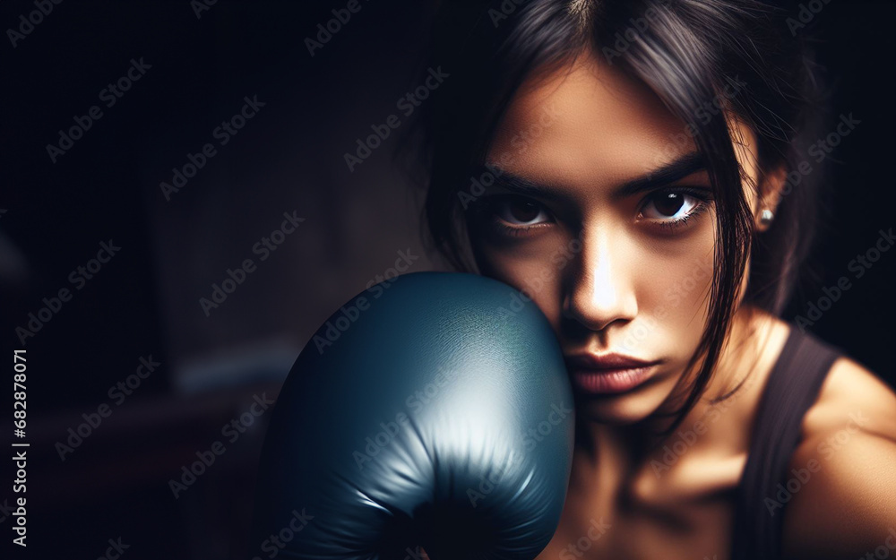 female boxer Practice fighting hard sweating all over Powerful image ...