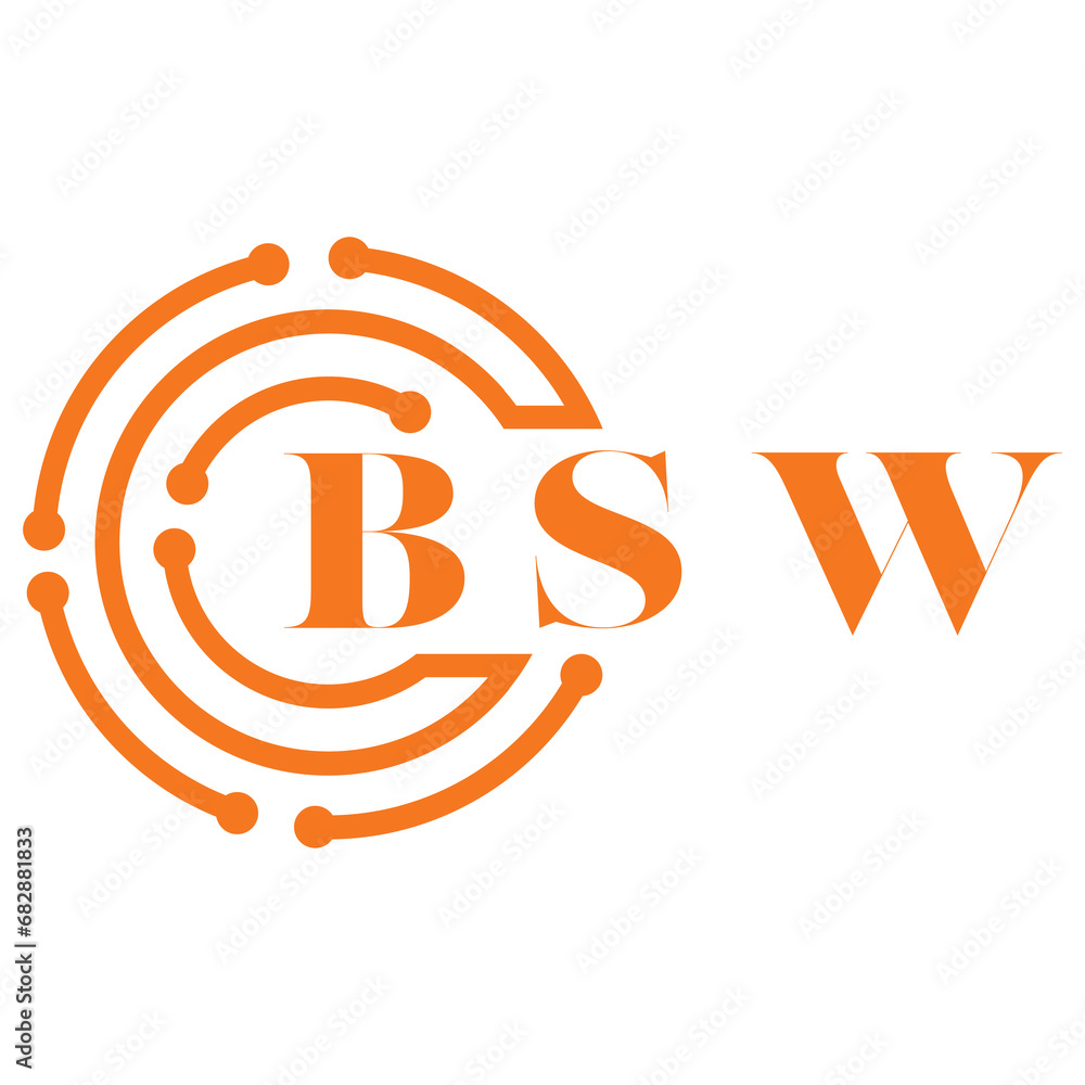 BSW letter design. BSW letter technology logo design on white ...