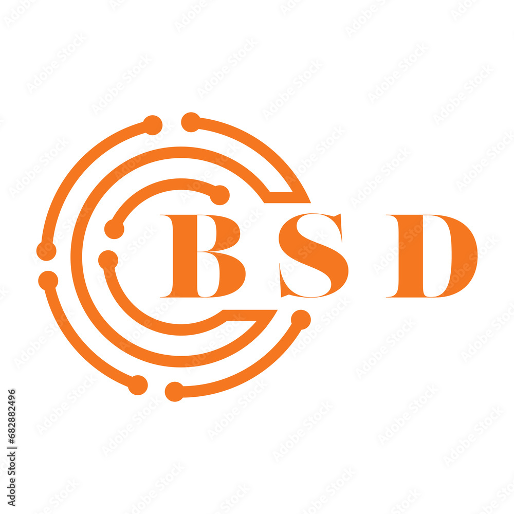 BSD letter design. BSD letter technology logo design on white ...