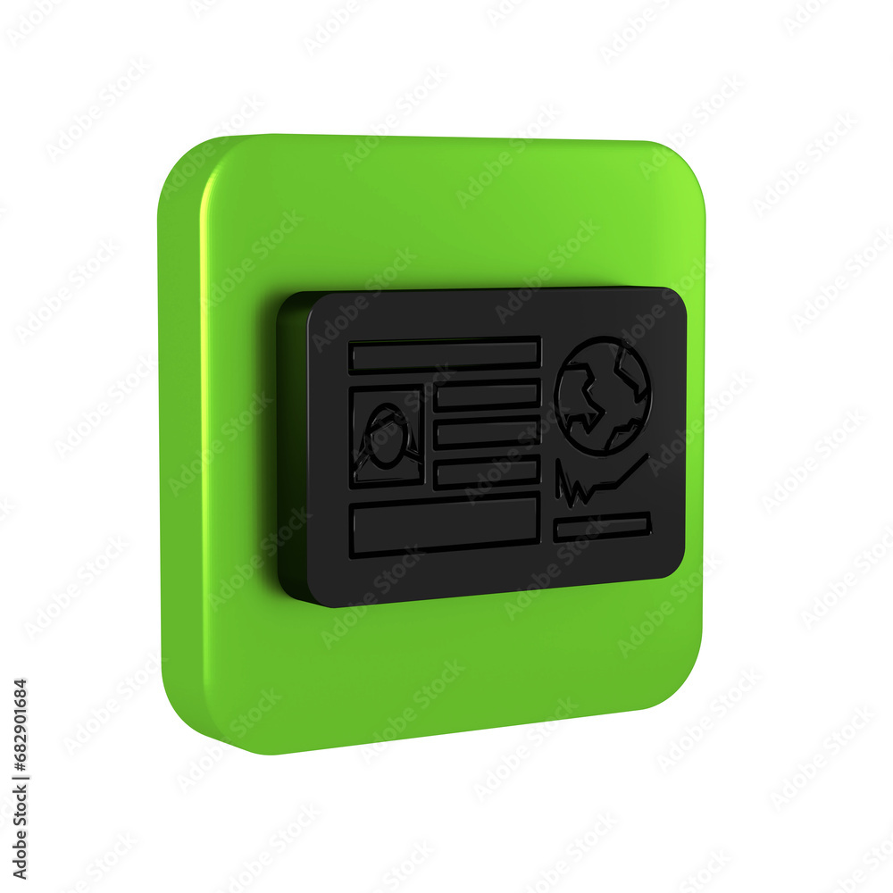 Black Passport with visa stamp icon isolated on transparent background ...