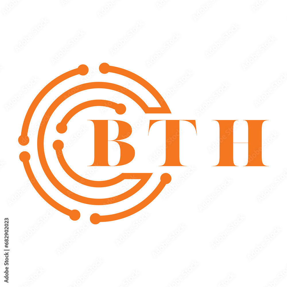 BTH letter design. BTH letter technology logo design on white ...