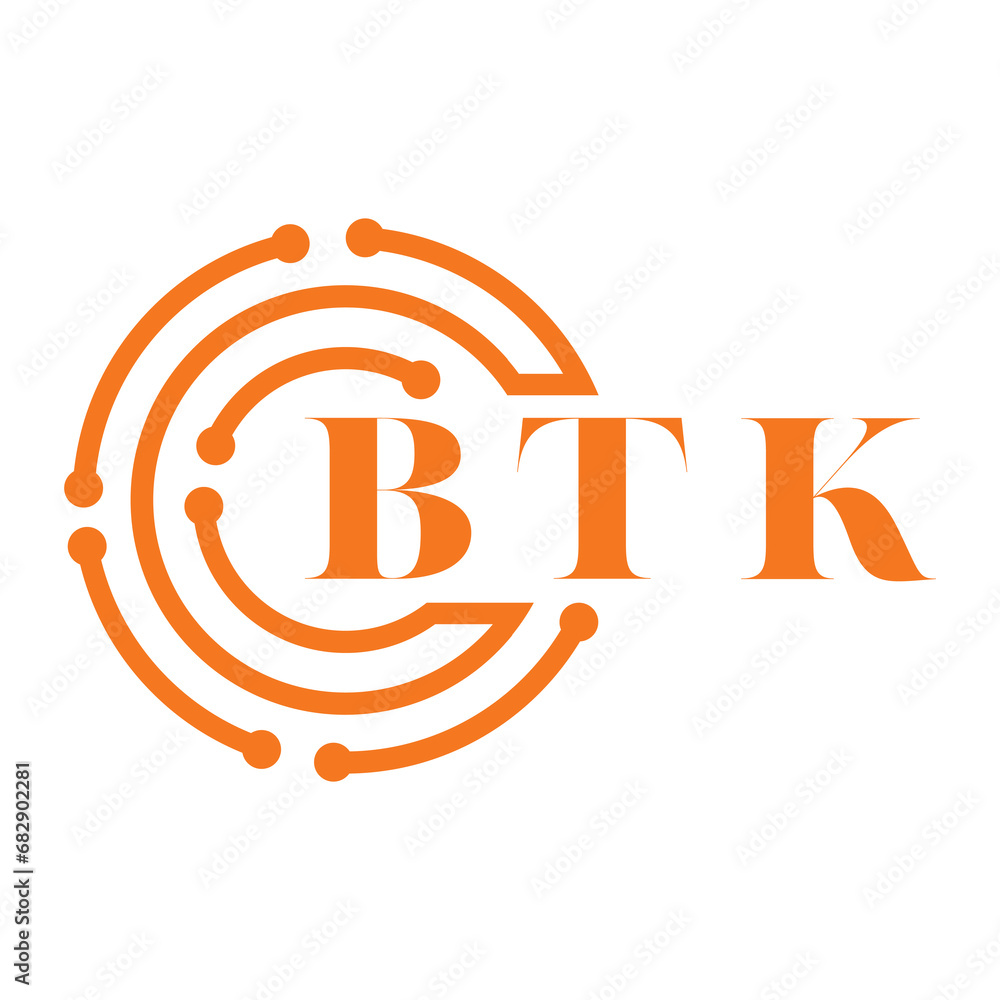 BTK letter design. BTK letter technology logo design on white ...