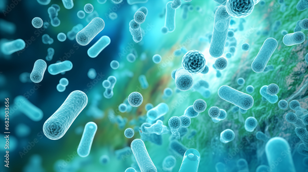 Bacteria on water background. Legionella pneumophila, a gram-negative ...