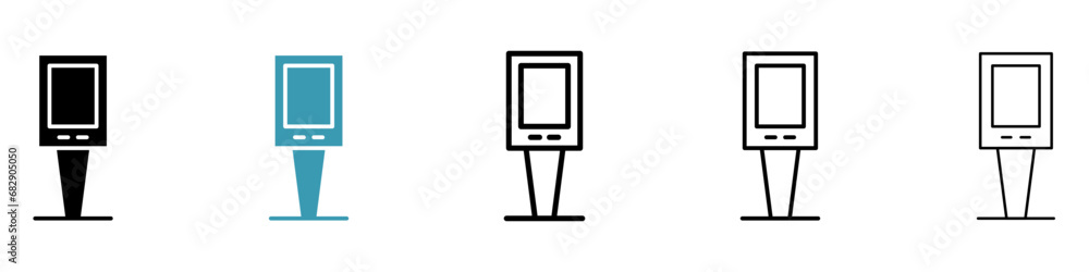 Kiosk vector icon set. Digital payment machine symbol. Self checkout ...