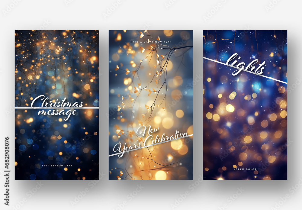 Story Layouts For Social Media With Christmas Bokeh Lights and ...