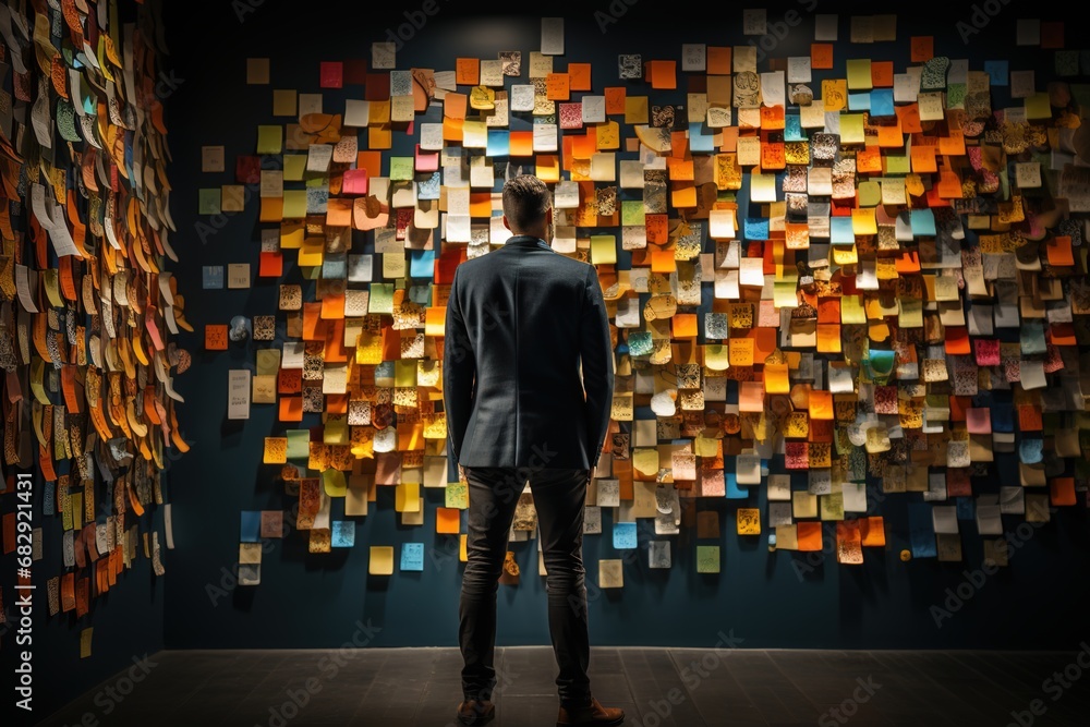 Innovation Canvas: With a thoughtful expression, the businessman ...