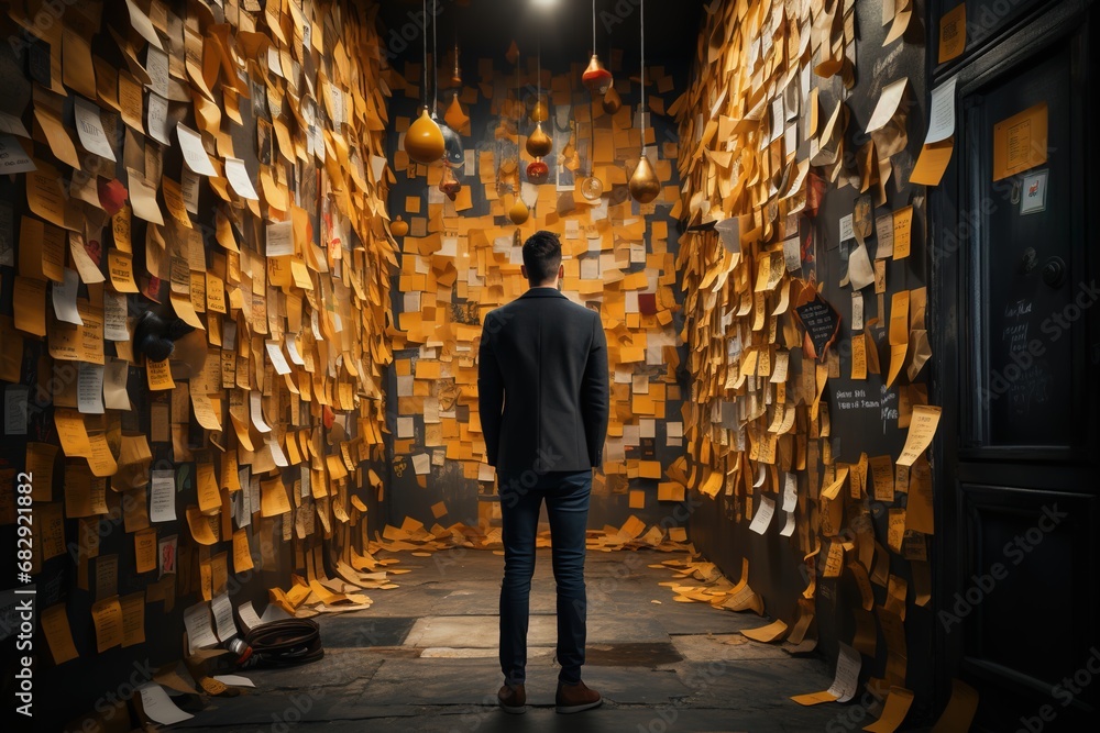 Task Master: With a focused expression, the business man oversees his ...