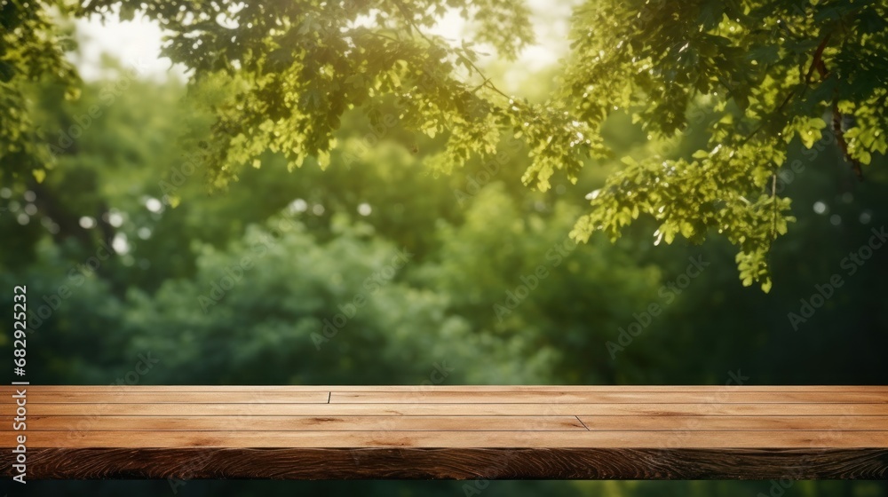 wooden table with beautiful nature background wallpaper ai generated ...