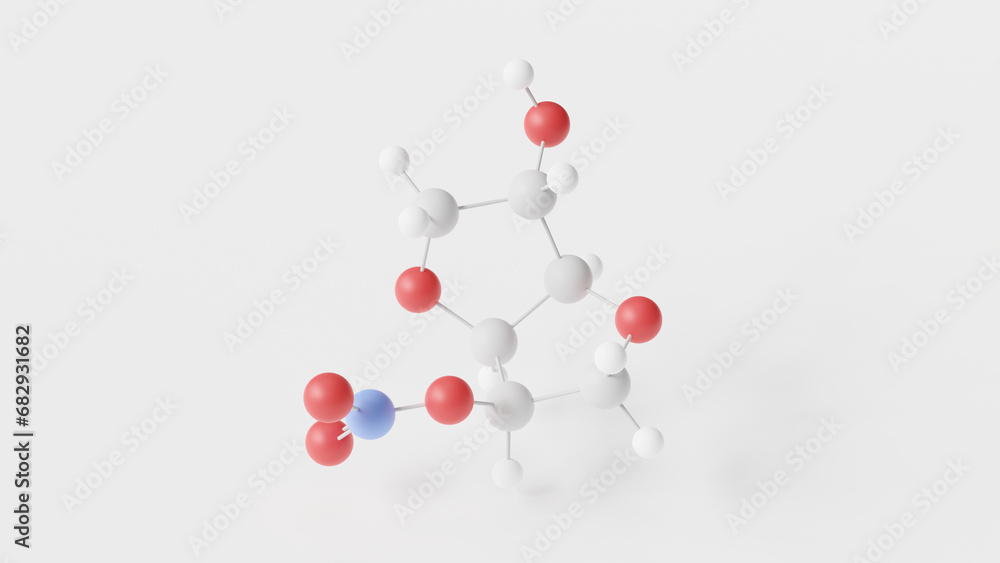 Isosorbide Mononitrate Molecule 3d Molecular Structure Ball And Stick