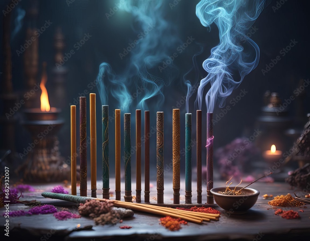 Incense sticks in a temple | Incense stick Aromatherapy, ultrarealistic ...