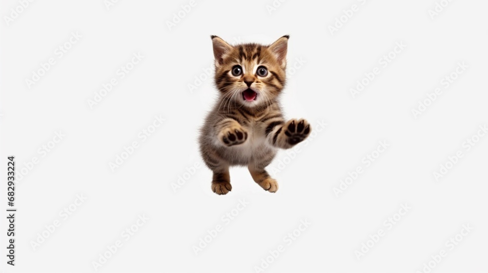 Cute tabby cat jumping on transparent background Cat.Generative AI ...