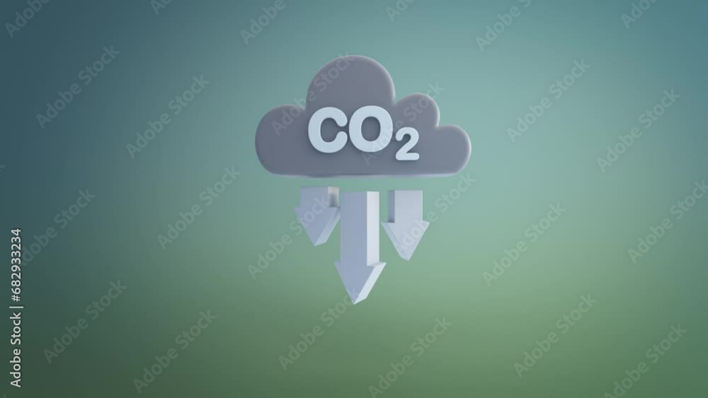 CO2 cloud icon on green background in environmental concept. 3d ...
