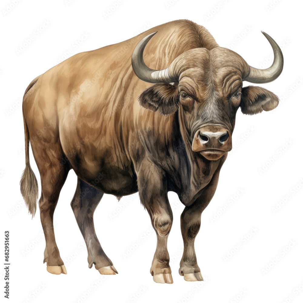 Watercolor African Animal. African Buffalo Clipart. Hand Drawn African ...