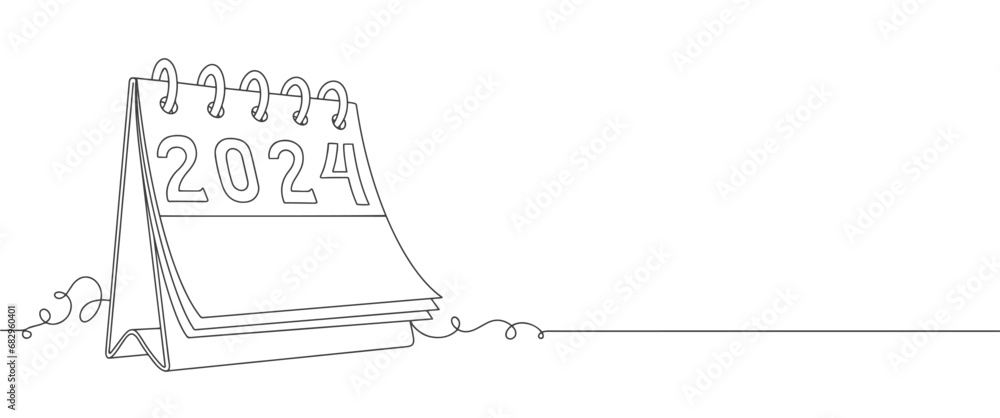 calendar line art 2024. line art calendar drawing with year 2024. 2024 ...