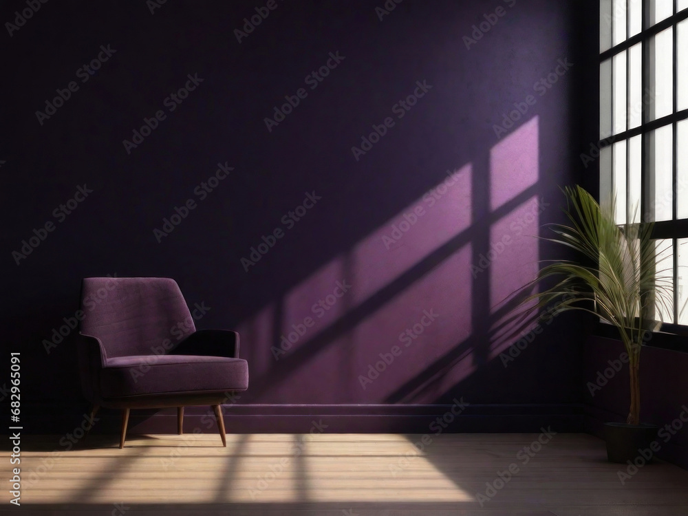 Minimalist purple background with sun shadows generated by AI Stock ...