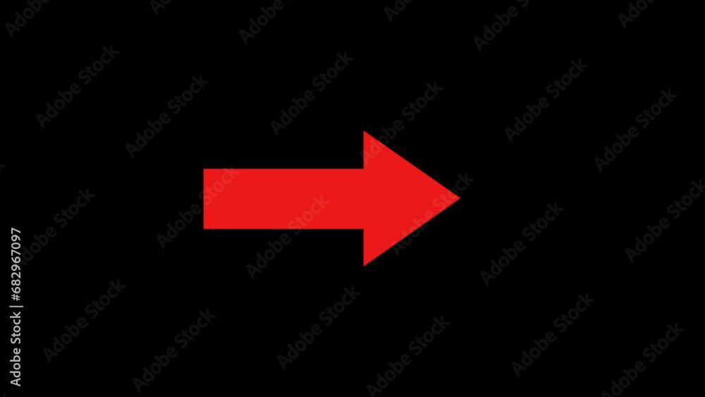 Red arrow pointing to the right. 3d rendering. right direction sign ...