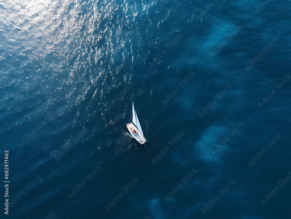 Sail Boat from above on a body of water Stock-Illustration | Adobe Stock