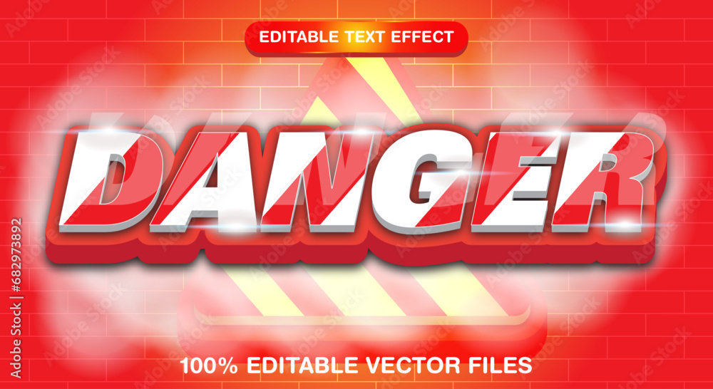 Danger warning sign font lettering editable text style template ...