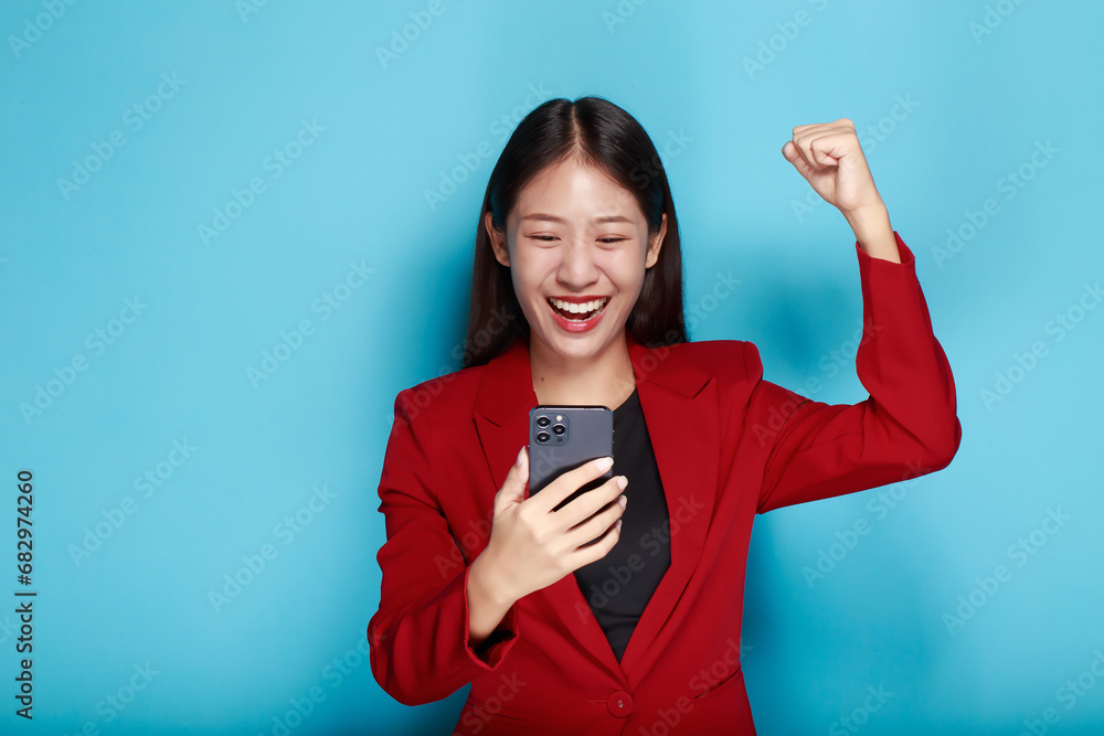 Woman showing point fingers isolated, Standing and pointing happily ...