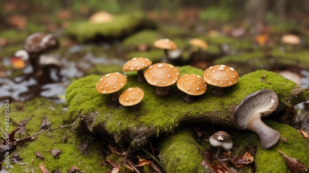 Belleza Verde: Musgo y Hongos Comestibles en la Naturaleza. Microcosmos ...