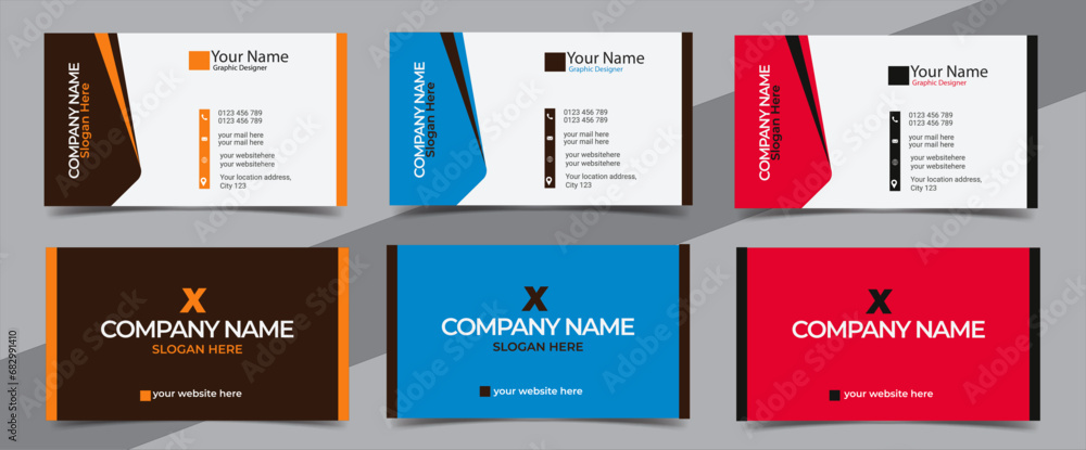 Double-sided creative business card template. Portrait and landscape ...