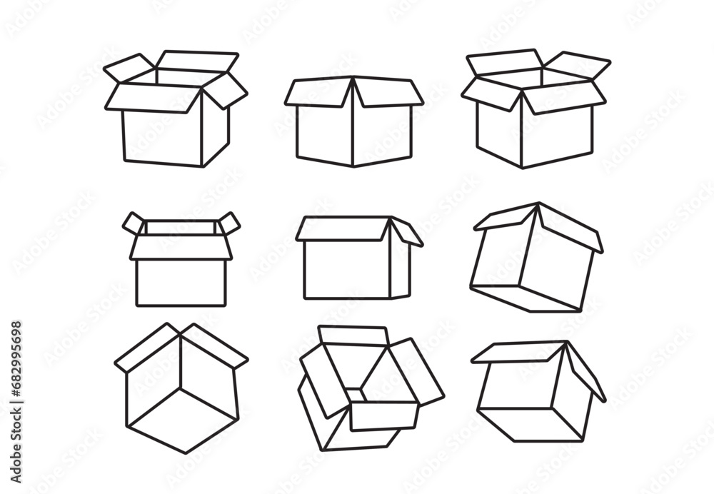 Cartoon box 3d perspective. Empty storage flat color illustration ...