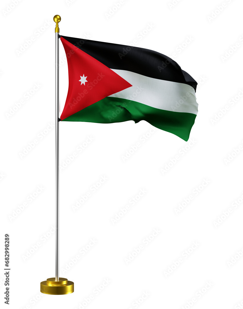 jordan flag wave on transparent or PNG background. digital illustration ...