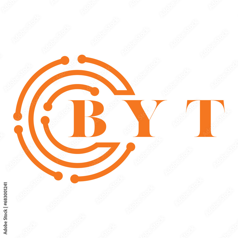 BYT letter design. BYT letter technology logo design on white ...
