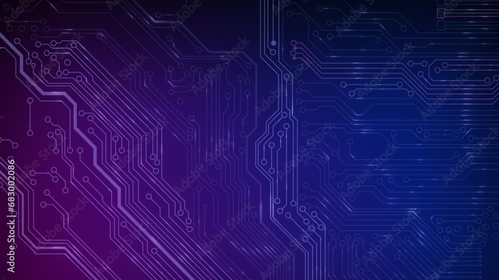 Animated circuit board. Digital technology background. Central computer processor CPU concept ...
