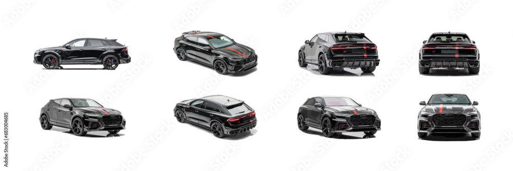 Vetor de Audi RS Q8 car icons. Collection of car icons from all sides ...