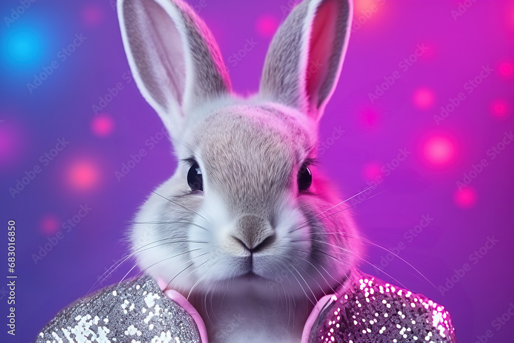 Generative AI illustration of elegant rabbit captivates with its ...