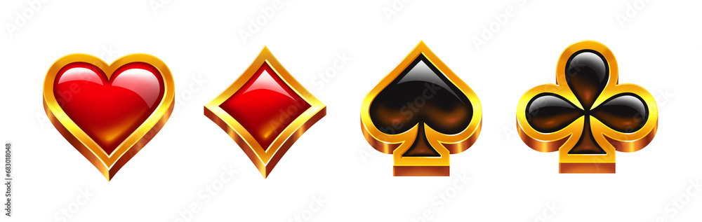 Card suit symbols. Volumetric symbols for gambling. Symbol of spades ...