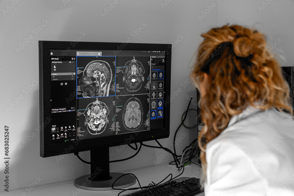 A doctor radiologist in a hospital mri ct magnetic resonance imageing ...