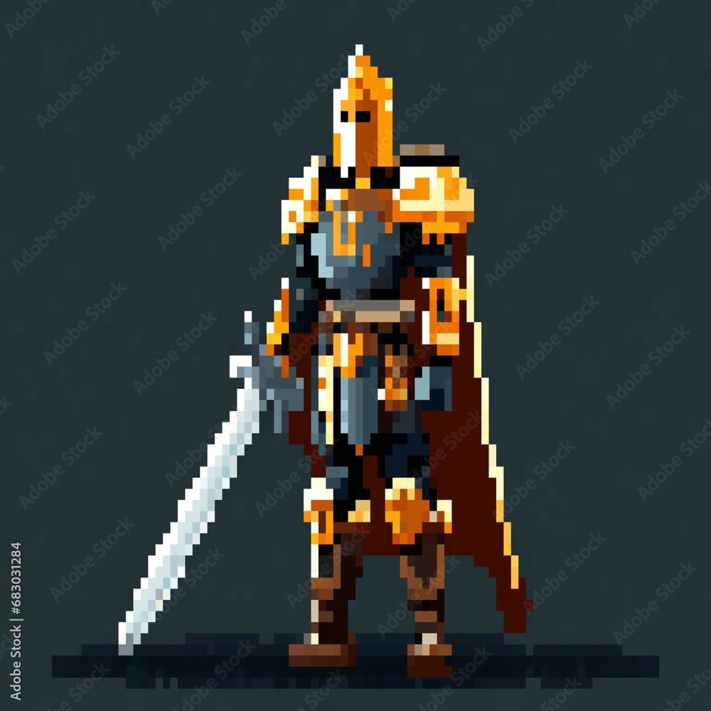 Knight character rpg game pixel art retro vibe style 8 bit 16 bit ...