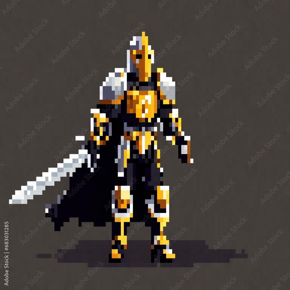 Knight character rpg game pixel art retro vibe style 8 bit 16 bit Stock ...