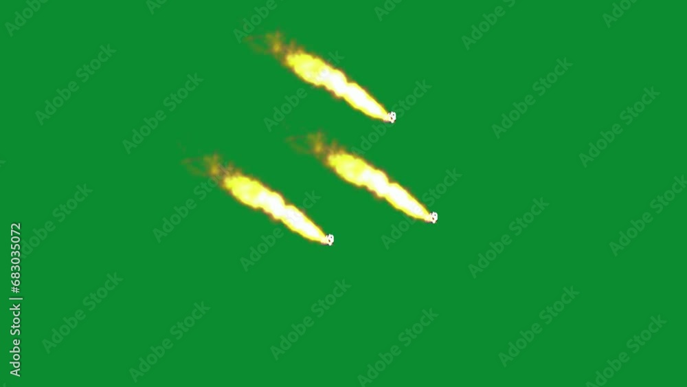 Asteroid With Fire Animation On Green Screen Background. Metroid Flying ...
