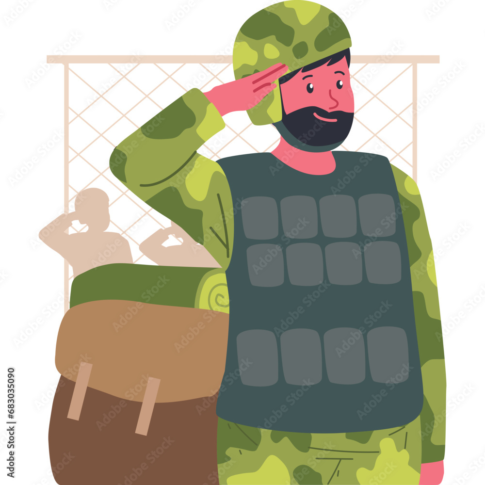 A soldier vector character illustration embodies the strength and ...