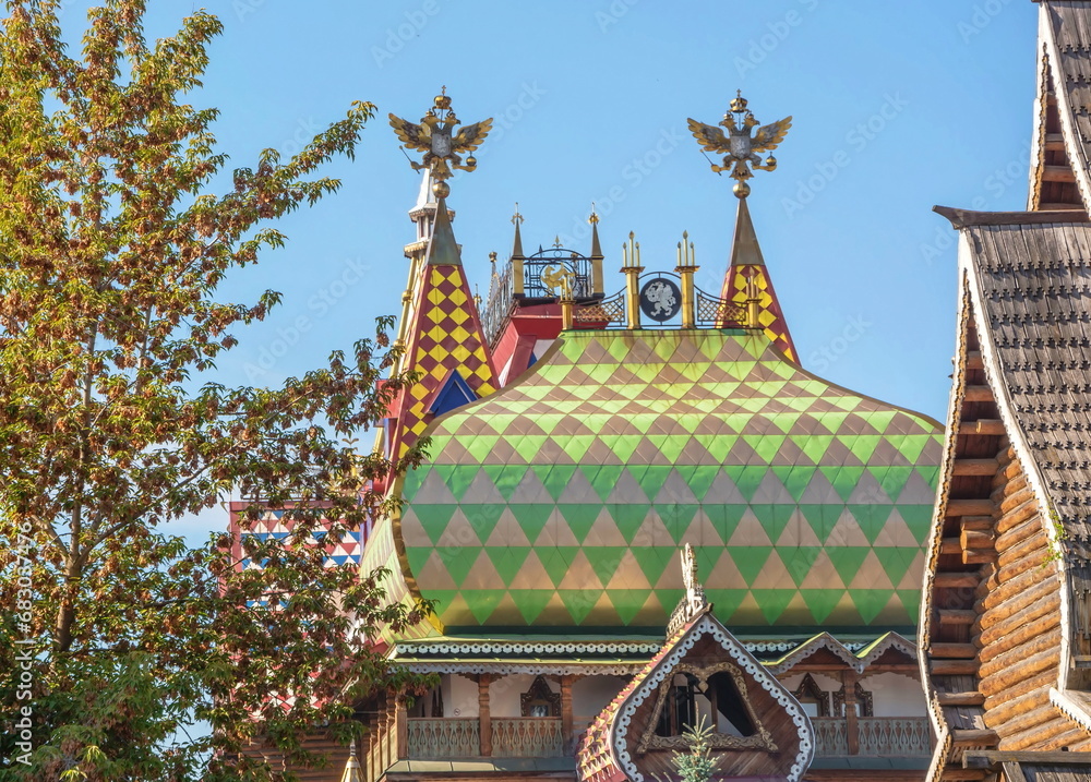 Roofs, towers and weather vane of the fabulous Russian terem Stock ...