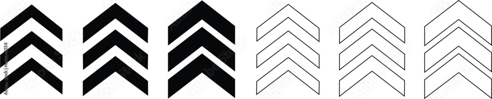 Chevron arrow icons set. Blend effect collections. Black angular vector ...