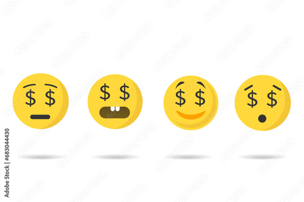 Emoji with dollar icon. Cash; eyes symbol vector ilustration. Stock ...